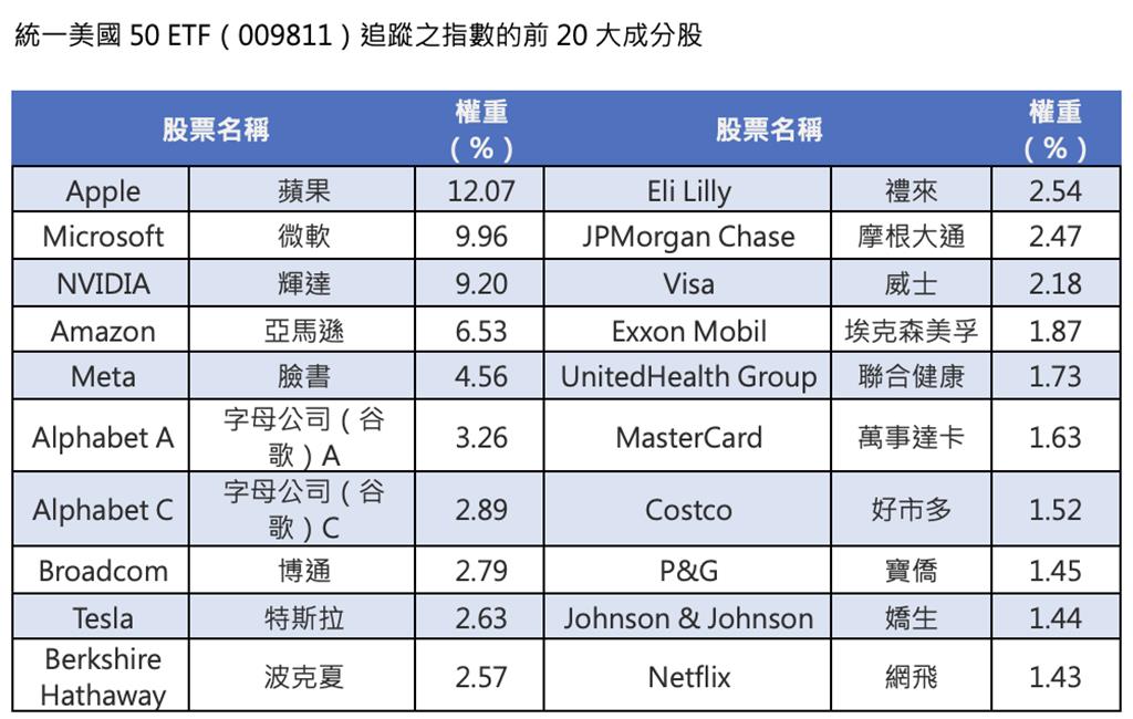 009811追蹤美股市值前50大企業 7／9開募 - 理財 - 工商時報